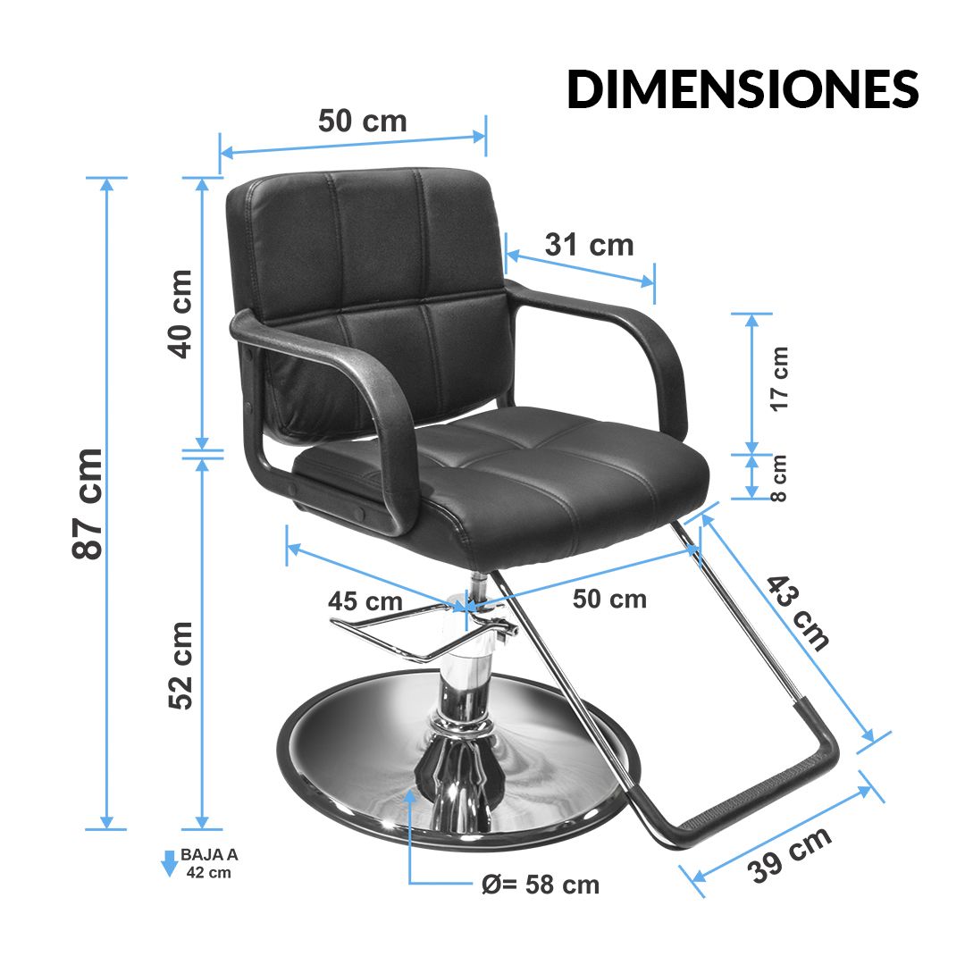 Top Living Silla para Peluquería altura ajustable y giratoria - Top Living Top Living Silla para Peluquería altura ajustable y giratoria - Top Living